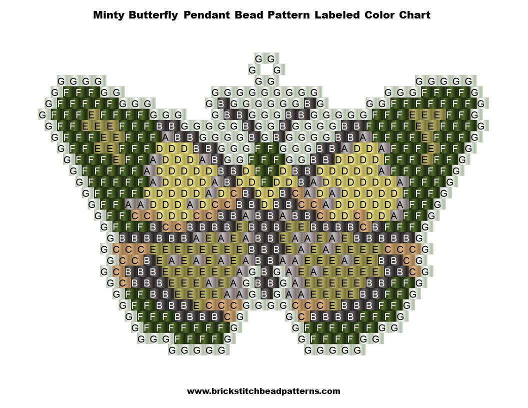 Brick Stitch Bead Patterns Journal: Free Minty Butterfly Pendant Brick ...