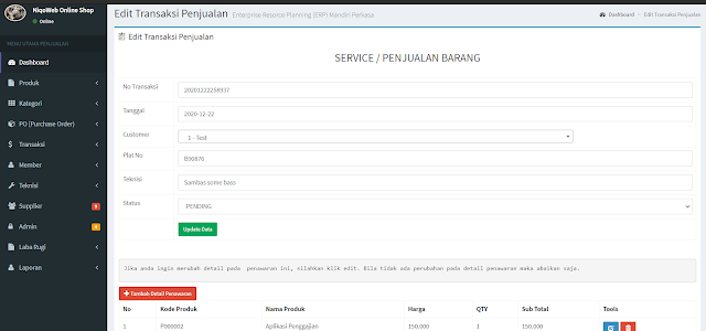 Aplikasi Penjualan (POS) Bengkel Berbasis Web dengan PHP, MySQLi dan ...
