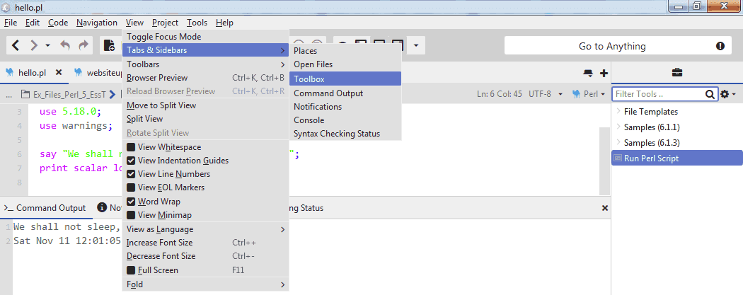 Metadata Consulting Dot Ca How To Run A Perl Script File In Komodo Edit 11 0101