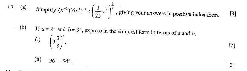 Q10. Logs and indices - O level Additional Maths Challenging Questions