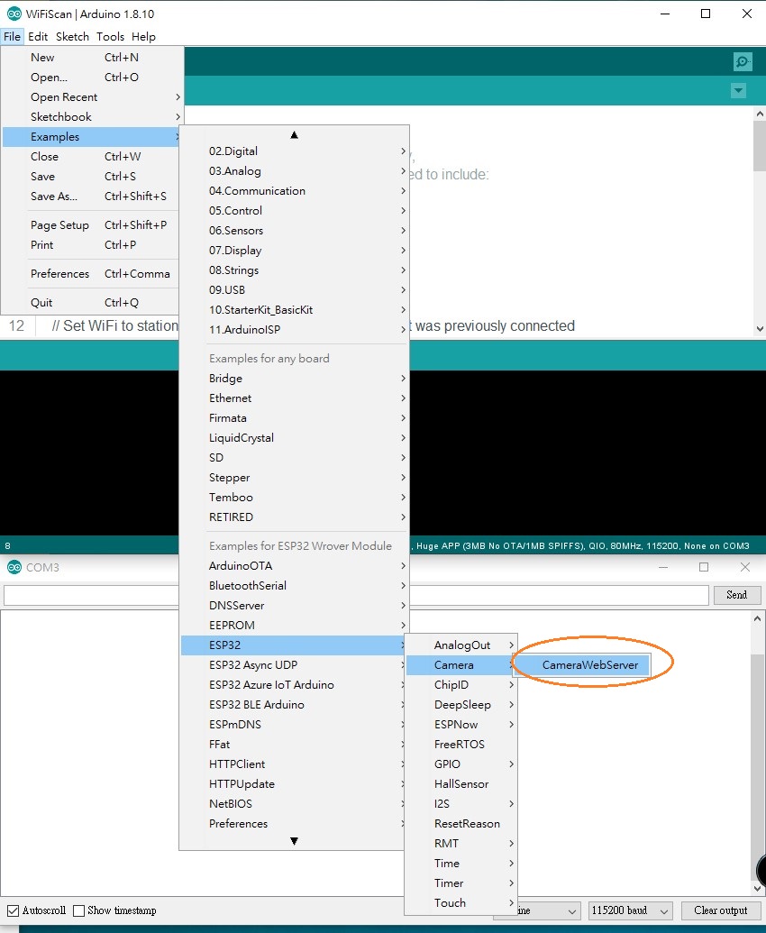 Arduino ESP32-CAM for video stream notebook
