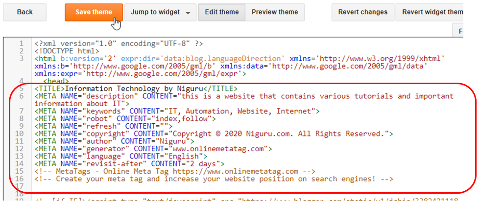Membuat Meta Tag Secara Online Dan Menempatkan Pada Halaman Blogger ...