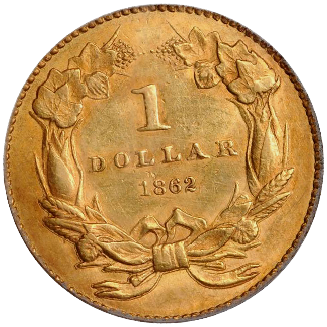 Gold Coins Collection: The 1 Gold Dollar 1862 Indian Head Coin