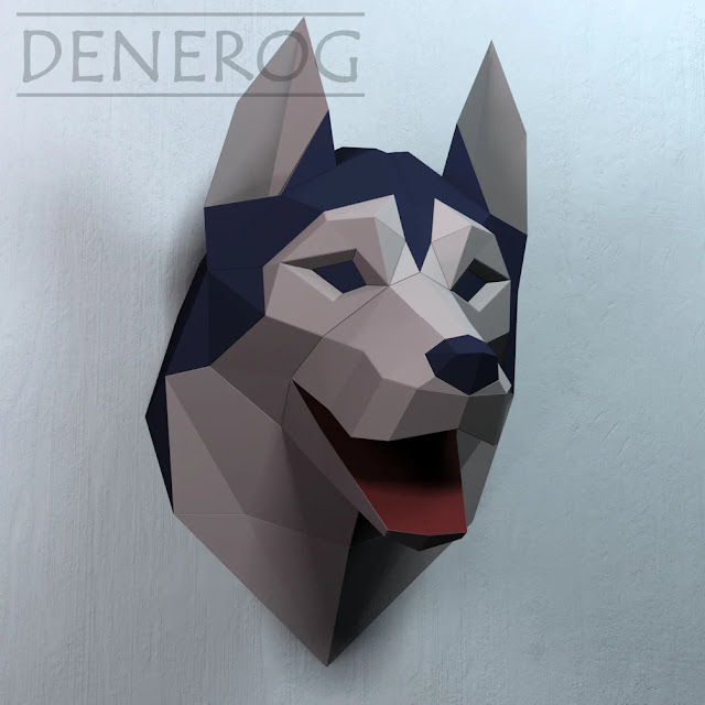 Husky Low Poly Papercraft by Danerog - paper hOles