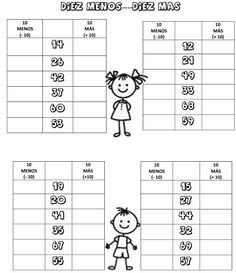 LA PROFESORA MÓNICA: NÚMEROS DE 10 MAS O 10 MENOS