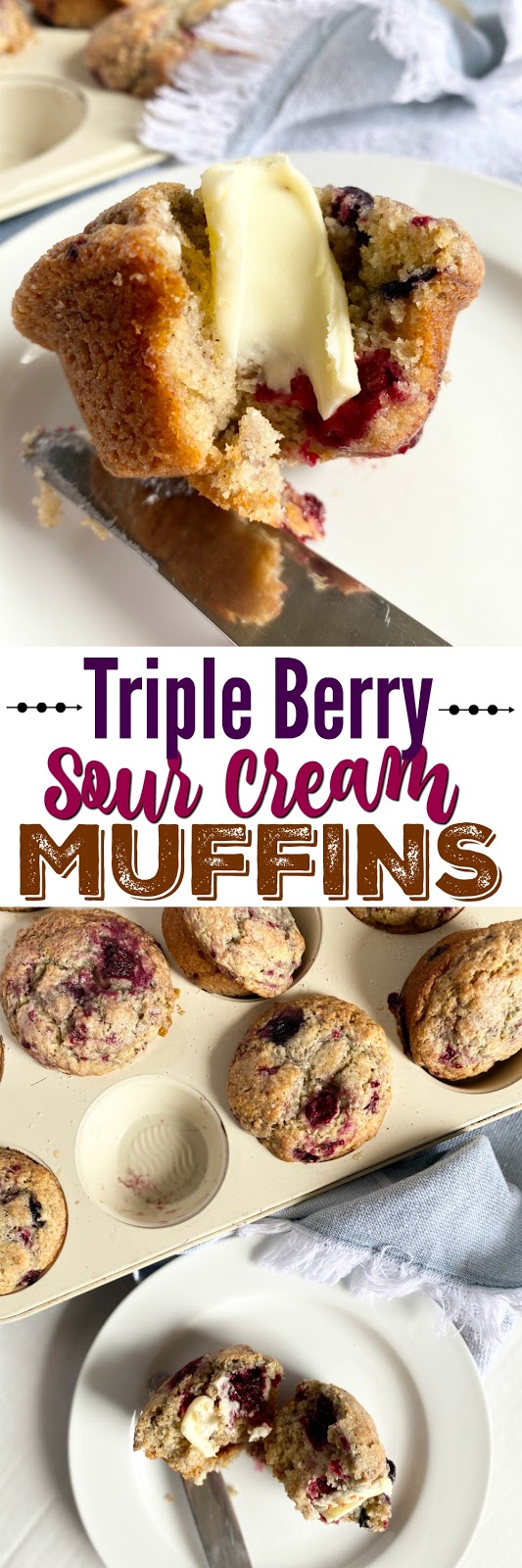 Triple Berry Sour Cream Muffins | Ally's Sweet & Savory Eats
