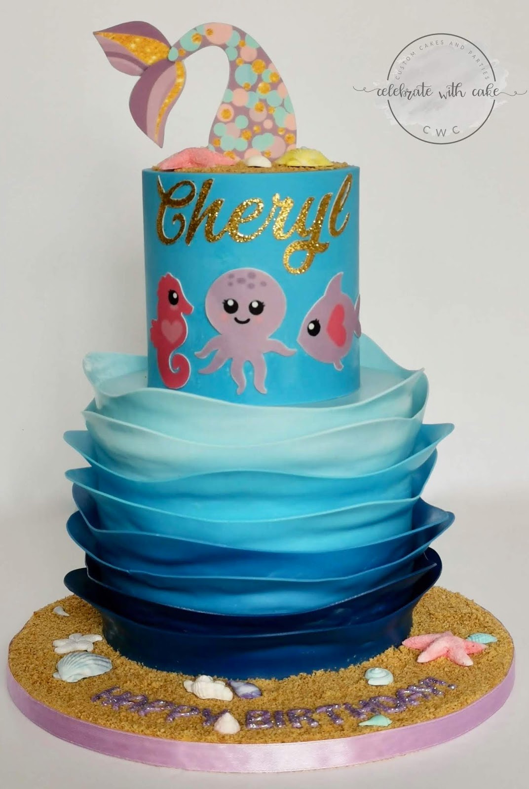 Celebrate with Cake!: Mermaid themed 2 tiered Cake