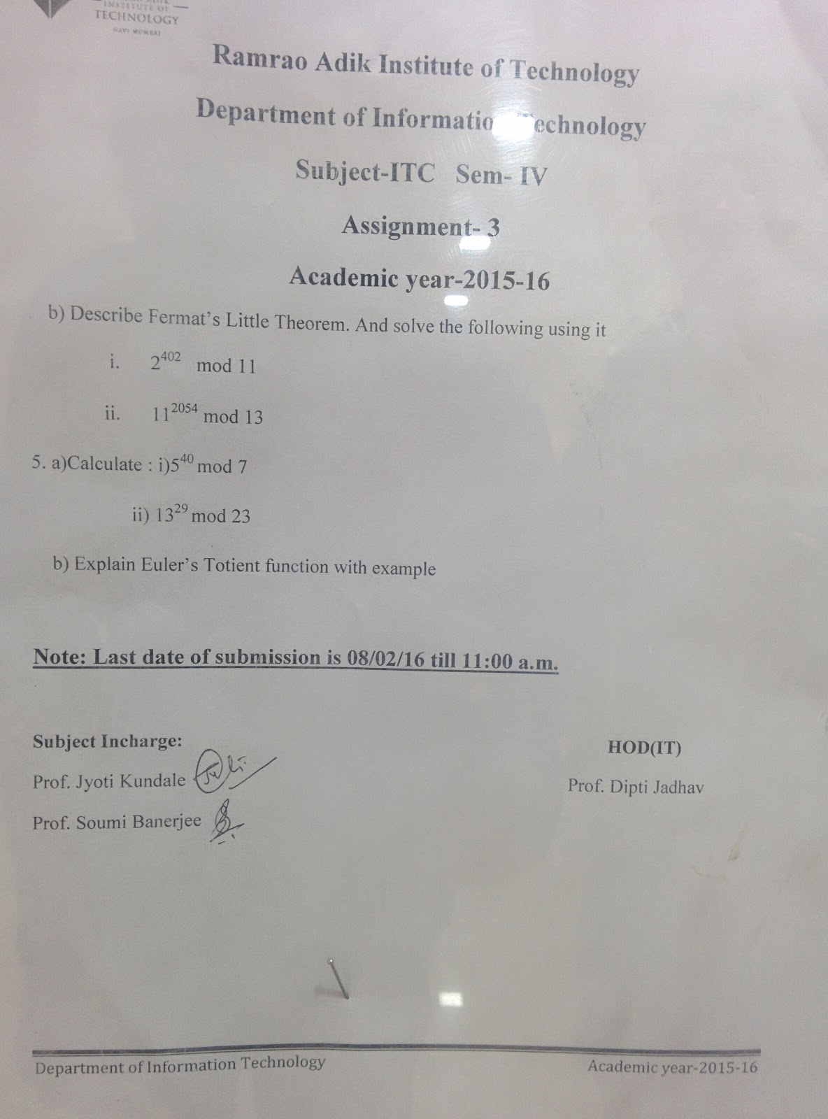 ITC - Assignment 3 (Solution) | RAIT IT (Unofficial)
