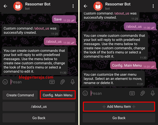 Cara Membuat Menu Perintah di Bot Telegram - Blogger Toraja