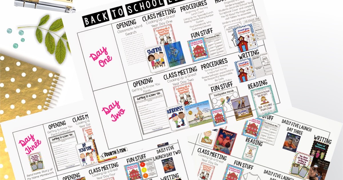 Fourth and Ten: My Back to School Lesson Plans