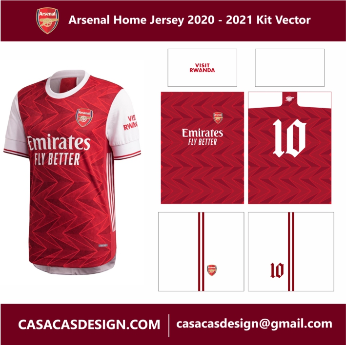 CAMISETA ARSENAL LOCAL 2020 - 2021 KIT VECTOR