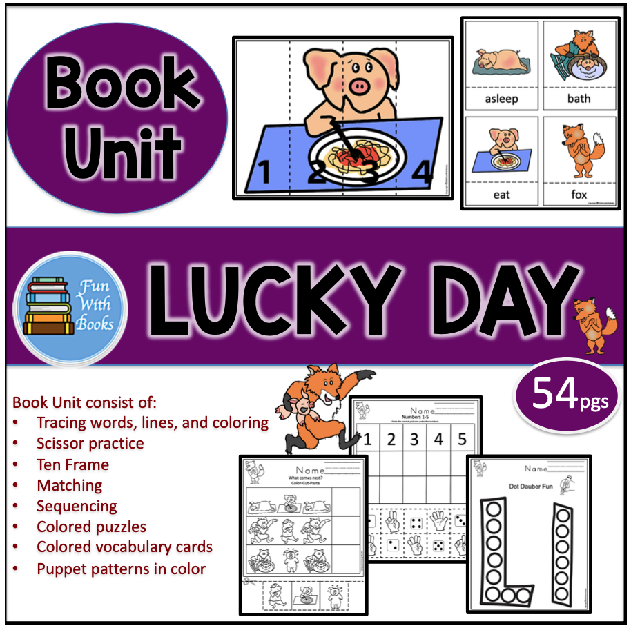 MY LUCKY DAY BOOK UNIT 55 PAGES ~ Book Units by Lynn