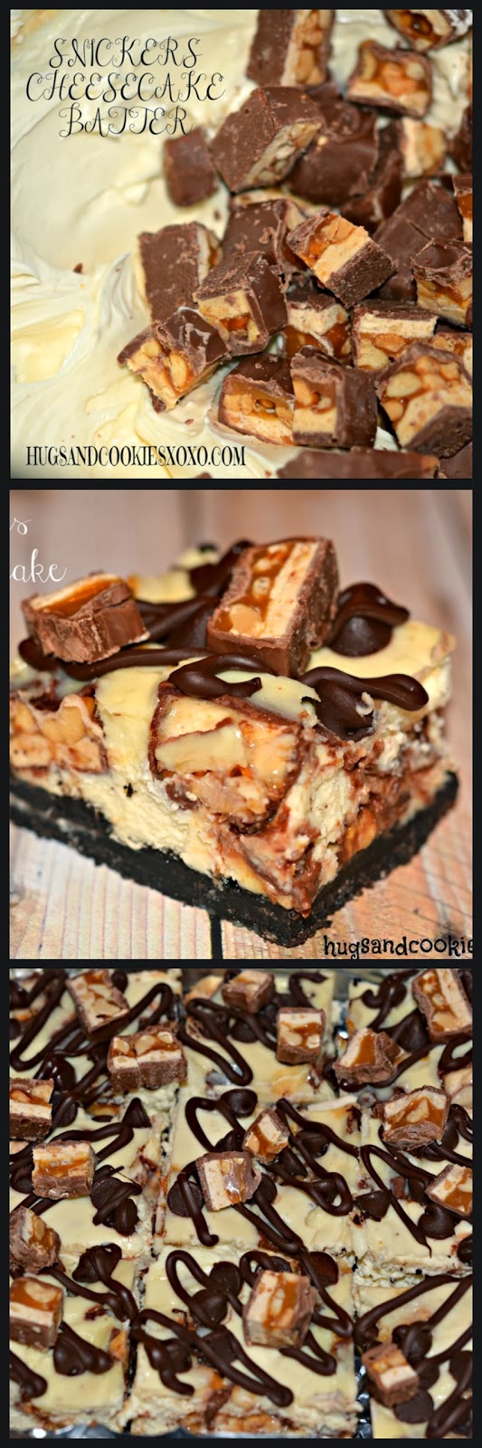 SNICKERS CHEESECAKE BARS ON AN OREO CRUST - Hugs and Cookies XOXO