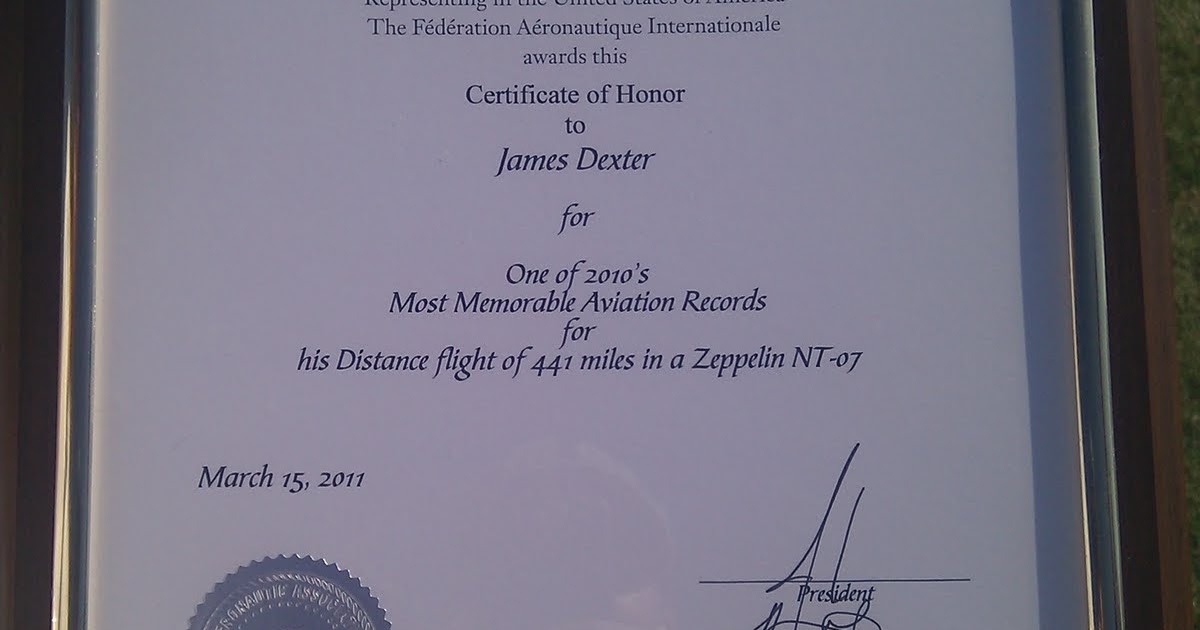 Airship Ventures: NAA 'Most Memorable' Award