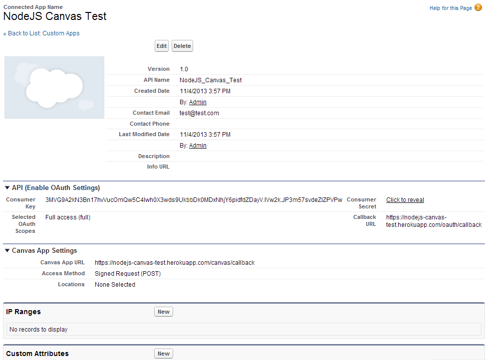 Nerd Work Salesforce Canvas Nodejs Set Up A Minimum Canvas App Nodejs Style