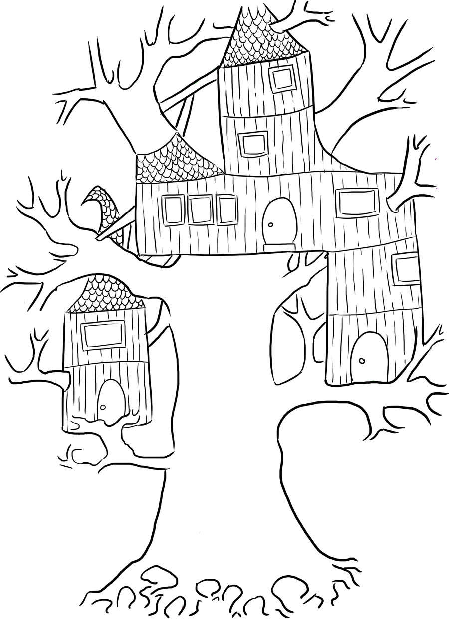 +20 Treehouse Coloring Pages