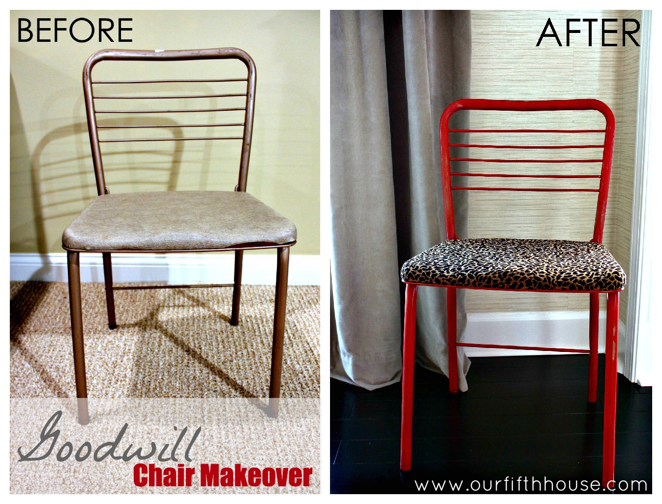Red + Leopard = Love (Goodwill Chair Makeover) - Our Fifth House