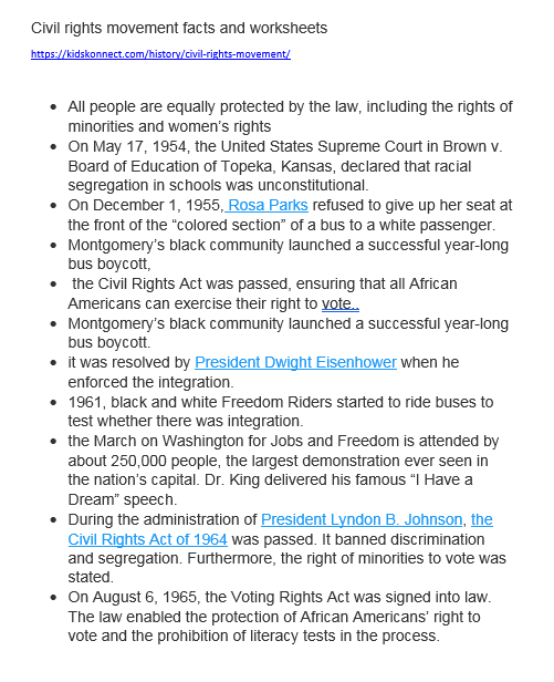 Mr. McDougall's 4th Grade Blog: Taking notes about civil rights movement