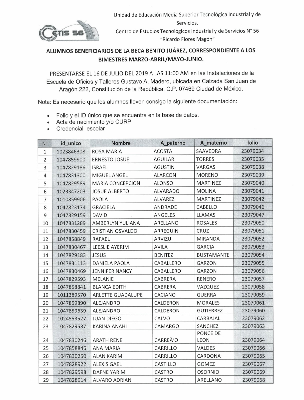 SISTEMA AUTOPLANEADO CETis. No. 56 "Ricardo Flores Magón"