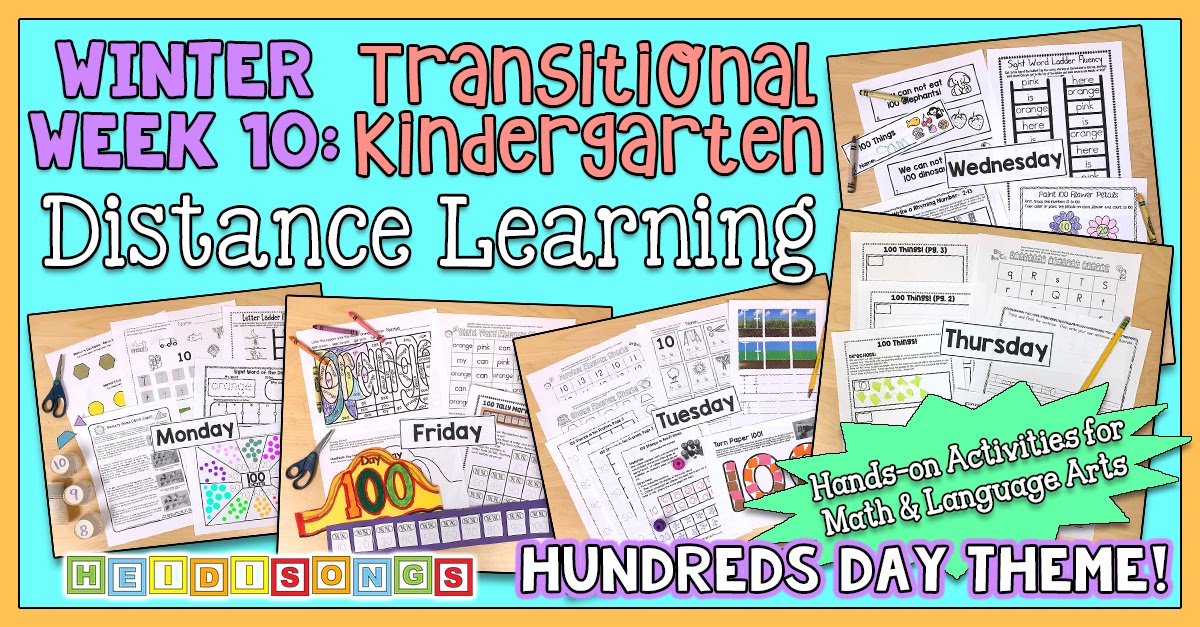 HUNDREDS DAY THEME! Distance Learning Packets for TK - Winter WEEK 10!