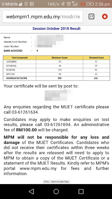 Result MOD (Muet On Demand) | Misz sunshine