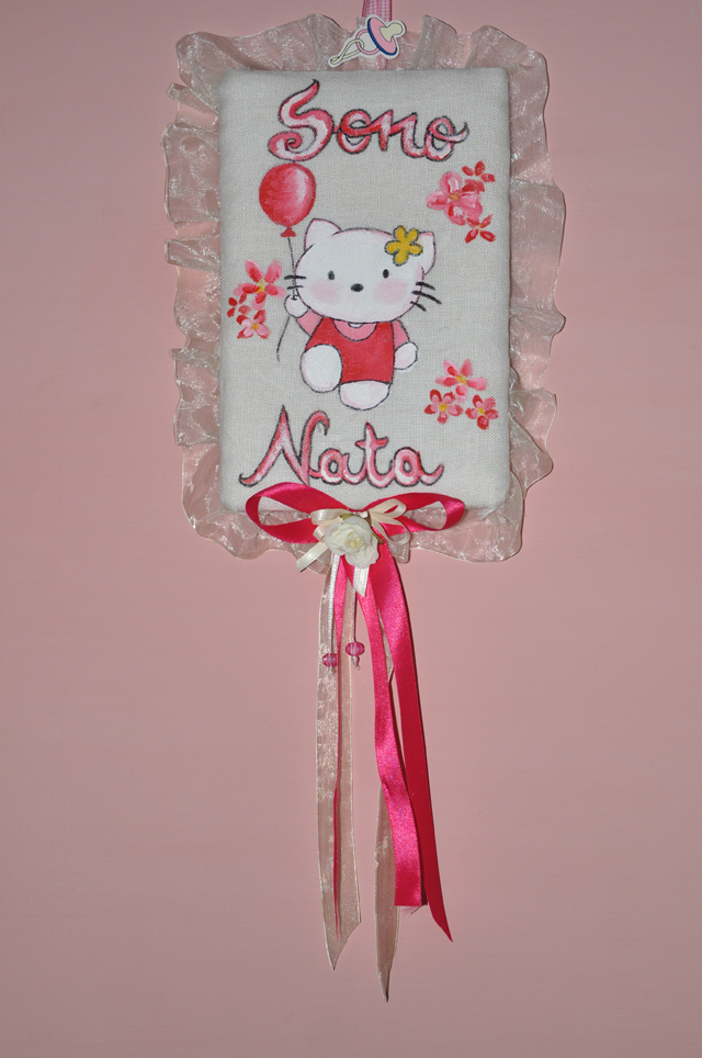 La Casetta delle Fate: Fiocco Nascita Bimba "Hello Kitty e il Palloncino"