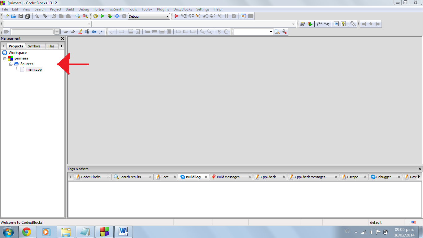 Graficación: Programa inicial de code blocks