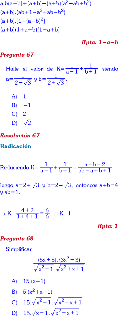 ALGEBRA PROBLEMAS RESUELTOS DE ADMISIÓN A LA UNIVERSIDAD PRUEBA 1 PDF