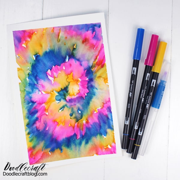 Tie Dye Paper with Tombow Dual Brush Pens