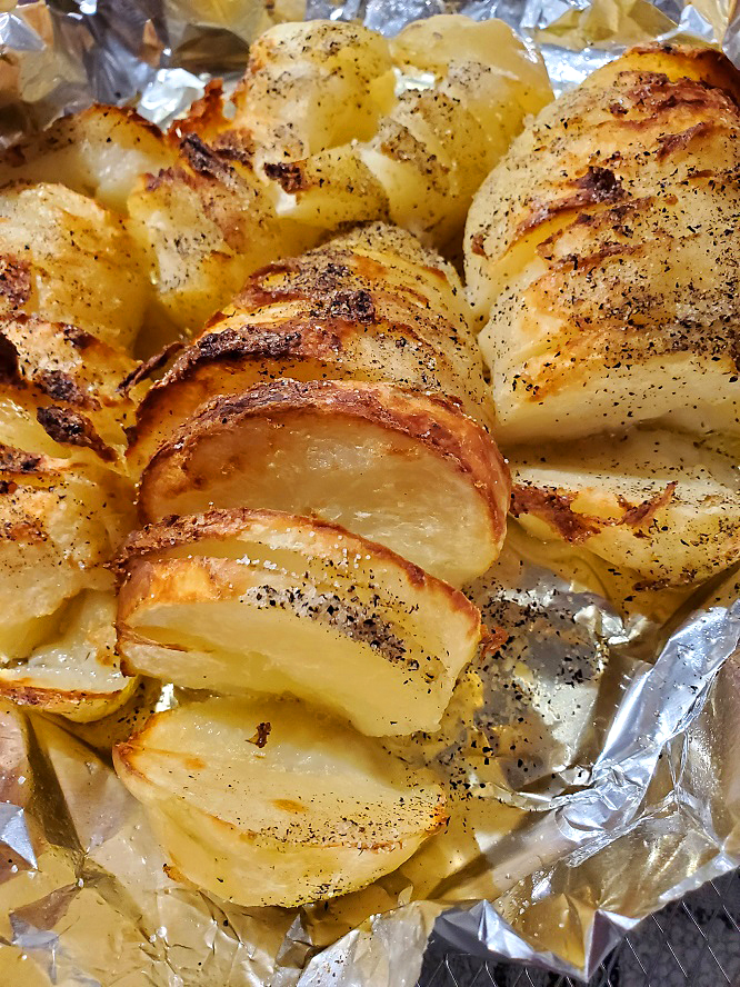 Air Fried or Oven Roasted Fan Potatoes | What's Cookin' Italian Style ...