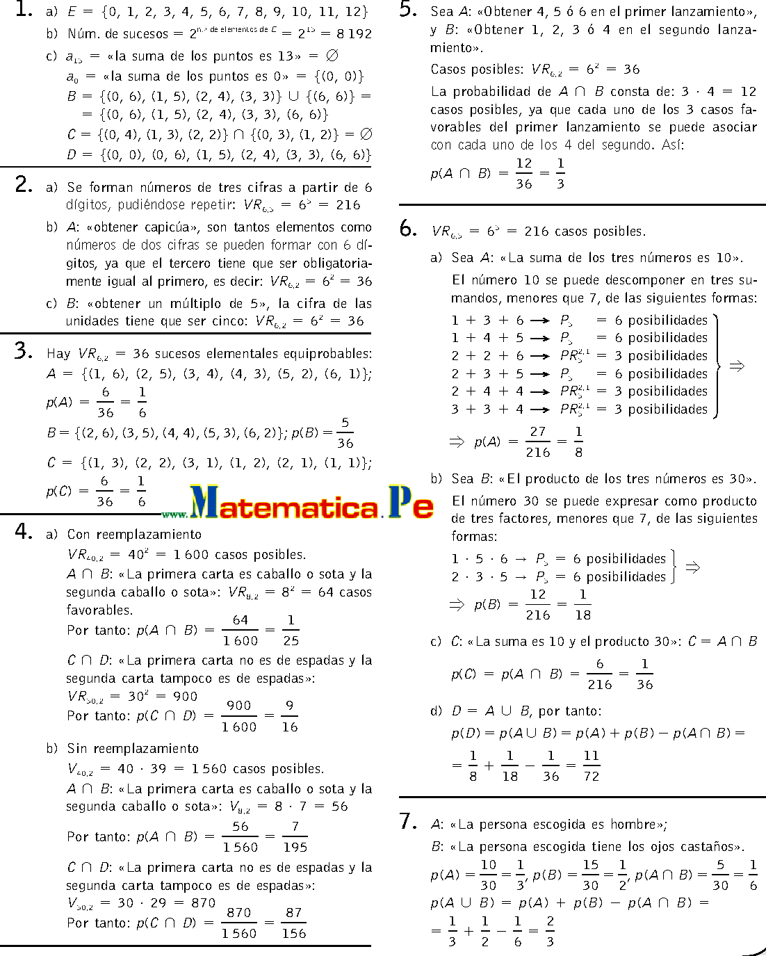 CÁLCULO DE PROBABILIDADES EJERCICIOS RESUELTOS MATEMATICAS 2 BACHILLERATO PDF