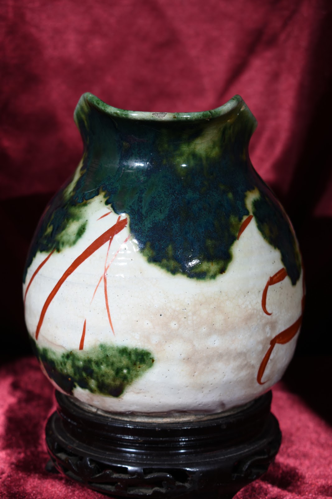 Antique Japanese Oribe Pottery Ogata Kenzan Pitcher