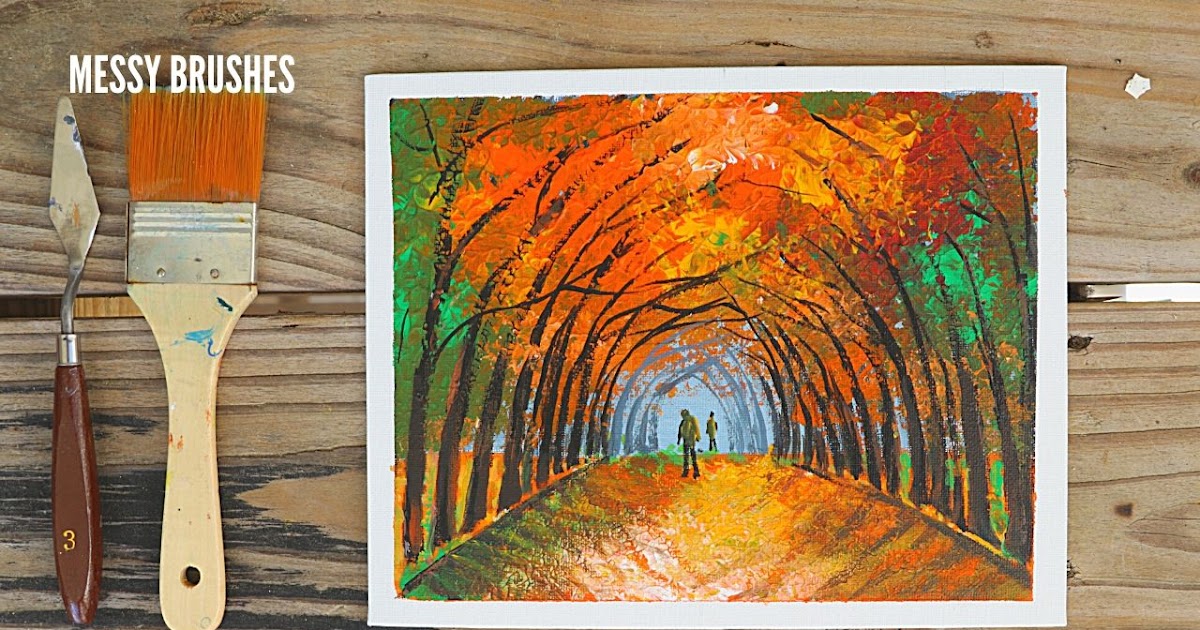 An autumn scene acrylic painting using aluminum foil