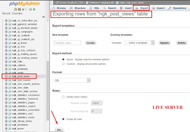 How to export data from a single table and import into single table ...