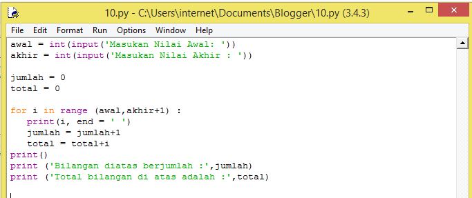 Perhitungan dan Total Jumlah Bilangan yang di Input Dalam Bahasa ...
