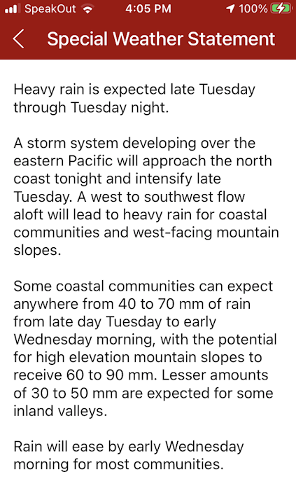North Coast Review: Special Weather Statement issued for heavy rain ...
