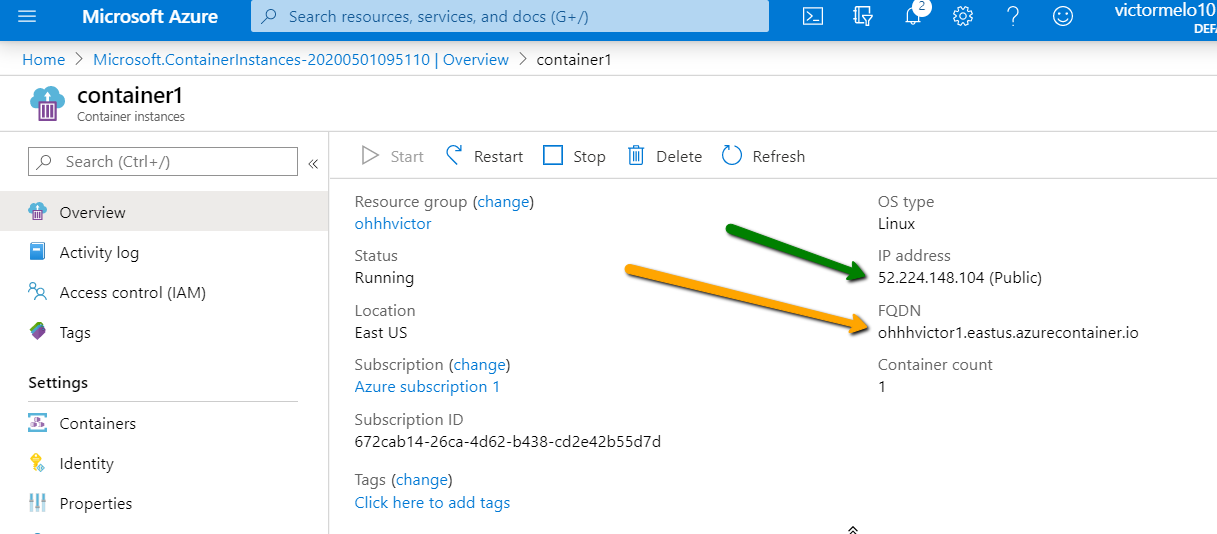 Docker container in Azure - Azure