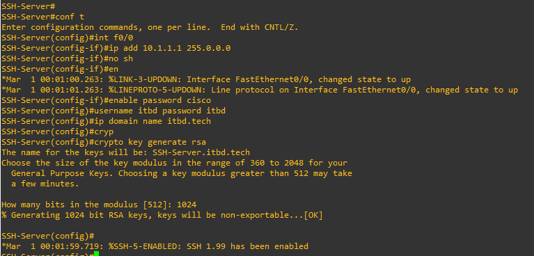 SSH Server Configuration in Cisco Router