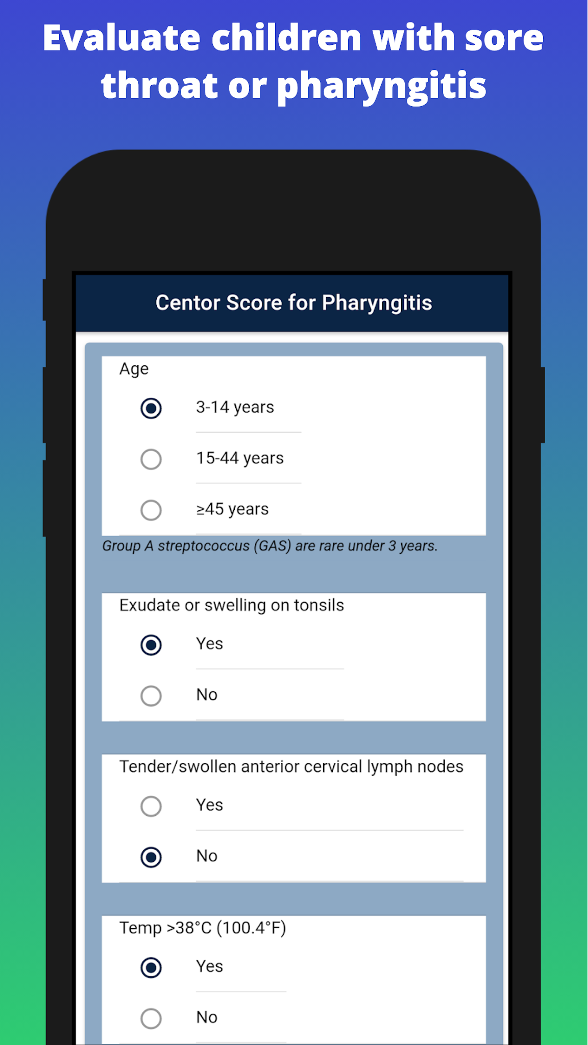 Centor Score for Sore Throat - Pharyngitis ~ iMedical Apps