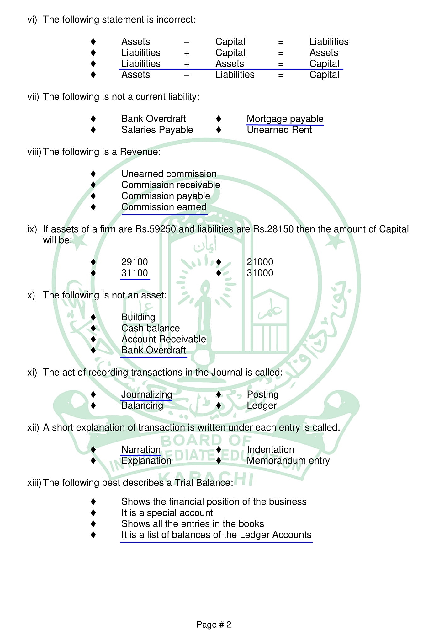 Education Is The Key To Success: Accounting - Paper 1 - For Class ICOM ...