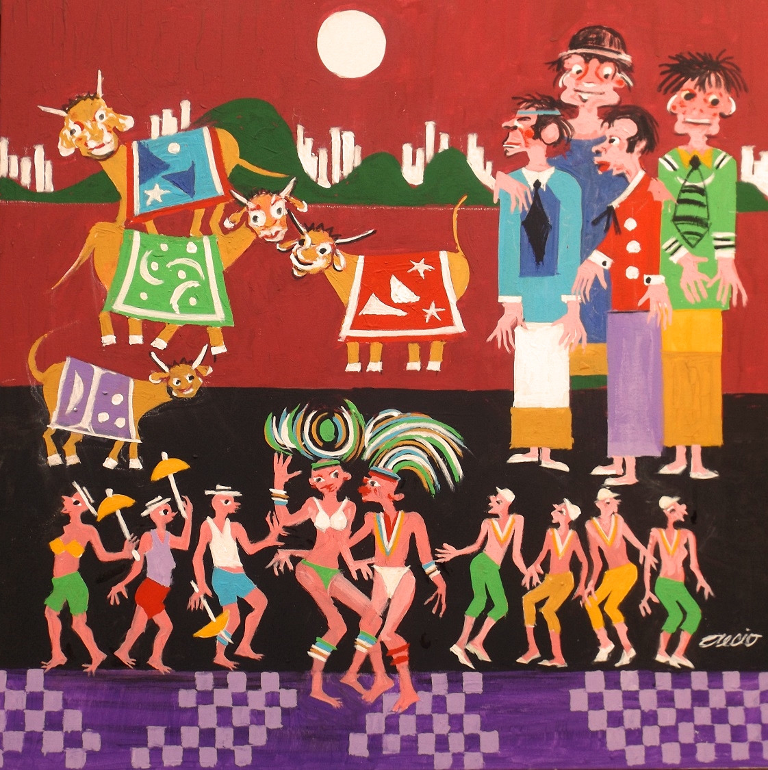 BRASIL ARTE NAIF AJUR SP : AECIO TEMA FESTA DE CARNAVAL MEDIDA 60X60