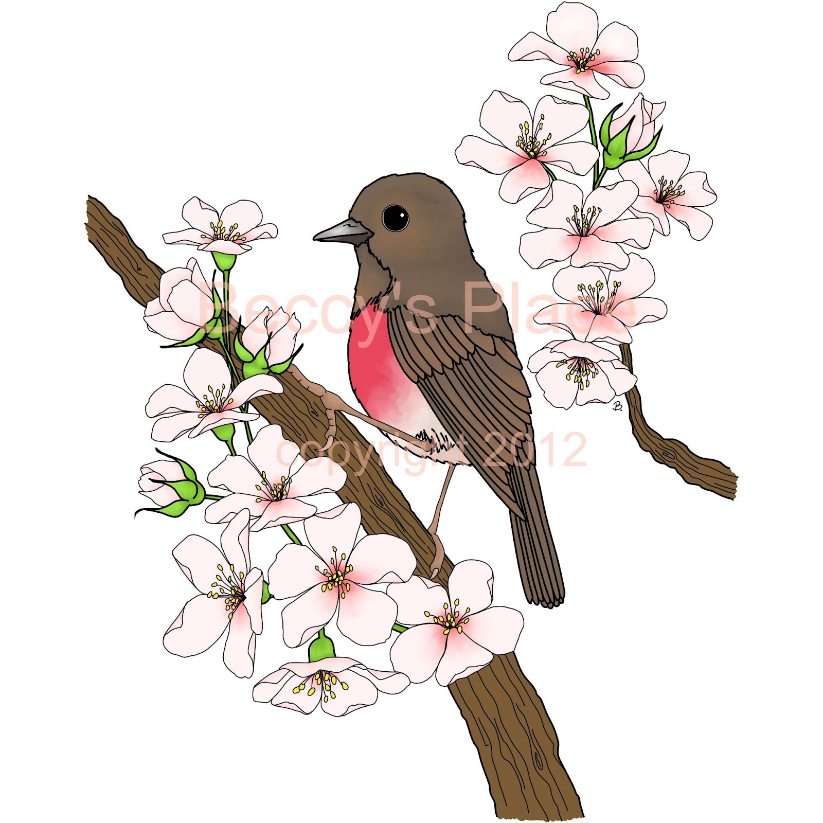 Beccy's Place: Rose Robin and Blossoms