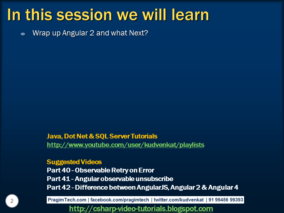 Sql Server Net And C Video Tutorial Angular 2 Course Wrap Up And Whats Next Slides