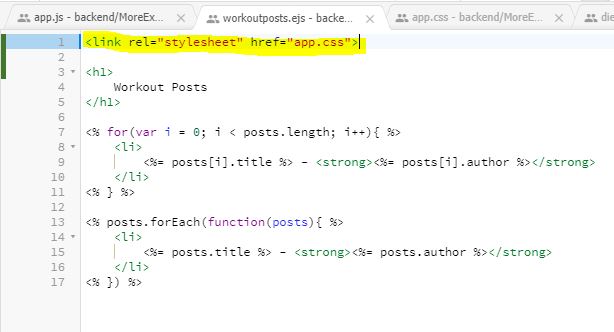 Intermediate Express.js: How To Add Styles & Partials in EJS File?