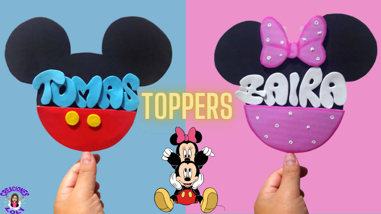 Creaciones Loly: TOPPER PERSONALIZADO DE MINNIE Y MICKEY