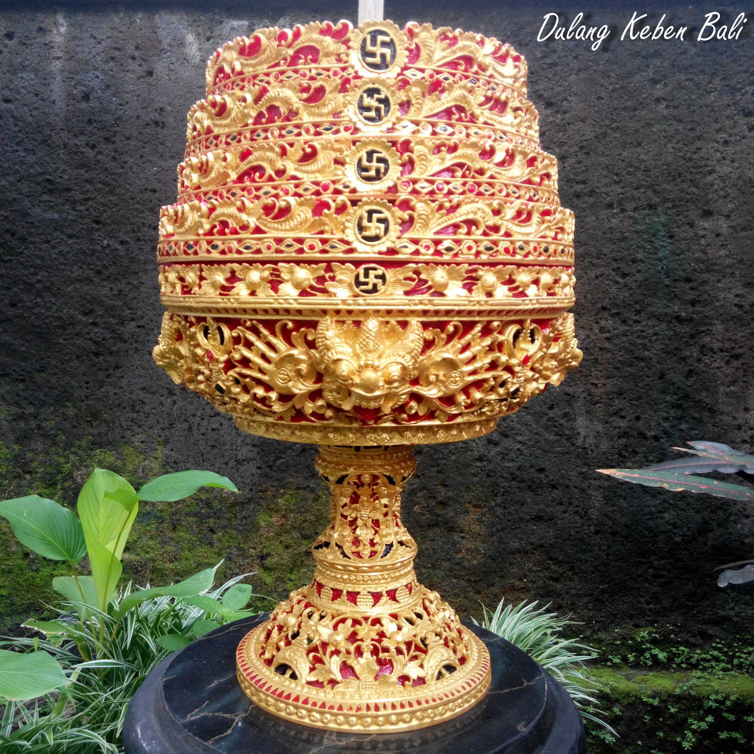 Dulang Ukir Bahan Fiber Tumpang 4 Warna Gold dan Silver - DULANG KEBEN BALI