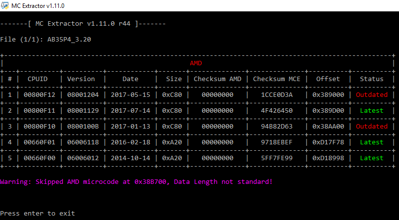 Mcextractor - Intel, Amd, Via & Freescale Microcode Extraction Tool ...