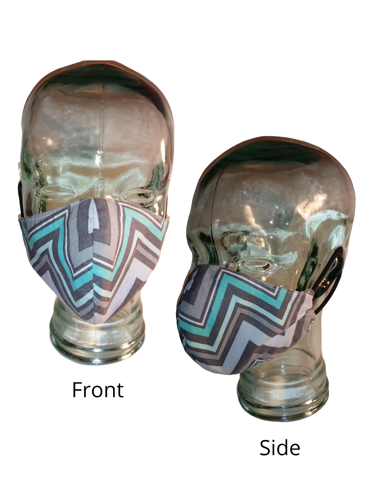 Turquoise Chevron Elastic Face Mask - Champion Reusable Face Masks