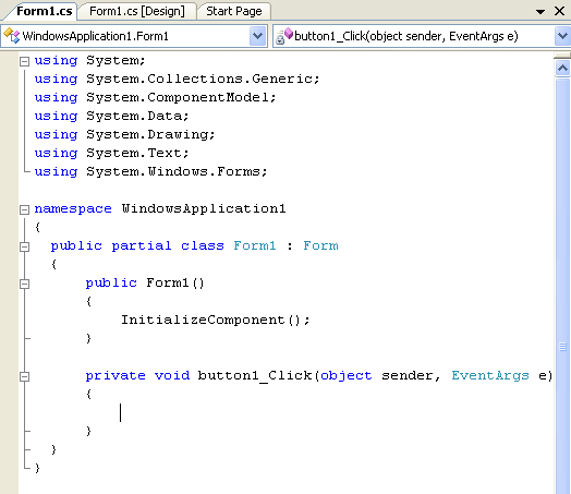 C# .NET LEARNING TUTORIALS: Adding C# Code to a Button and message box
