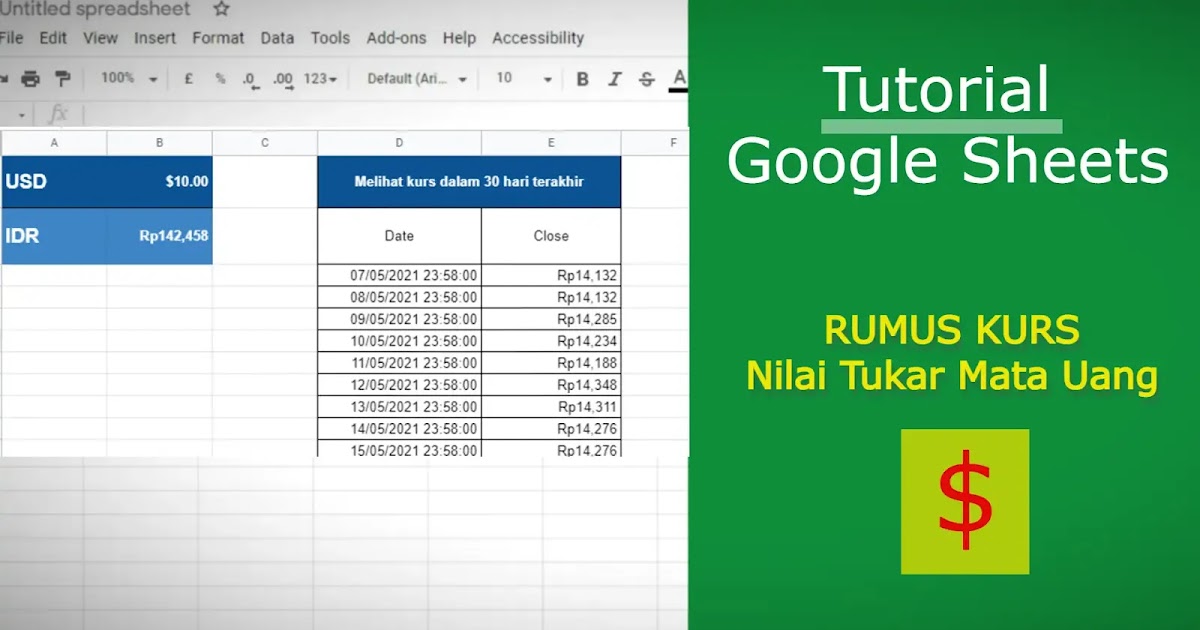 Menggunakan Google Sheet Kurs Rumus Formula Nilai Tukar Mata Uang